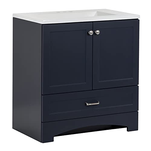 Spring Mill Cabinets Emlyn Bathroom Vanity with Sink, Deep Blue