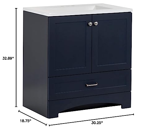 Spring Mill Cabinets Emlyn Bathroom Vanity with Sink, Deep Blue