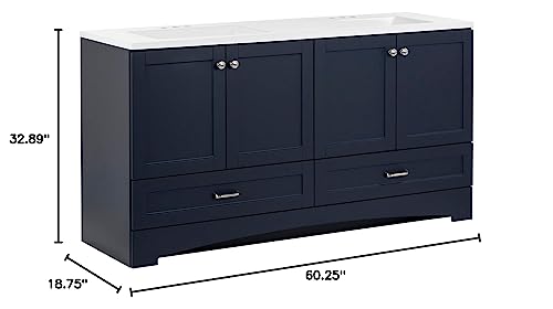 Spring Mill Cabinets Emlyn Bathroom Vanity with Sink, Deep Blue