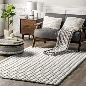 nuloom jeni solid faux rabbit machine washable runner rug, 2' 6" x 8', white