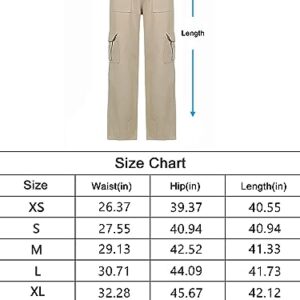 QYANGG High Waist Cargo Pants Women Stretch Baggy Cargo Pants Women Multiple Pockets Relaxed Fit Straight Wide Leg Y2K Pants Khaki