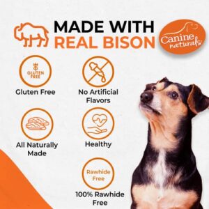 Canine Naturals Bison Chew Sticks - Rawhide Free Dog Treats - Made with Real Bison - All-Natural and Easily Digestible Chicken Free Recipe- 10 Pack of 5 Inch Stick Chews