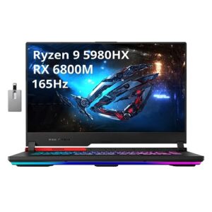 asus rog strix g15 advantage edition gaming laptop, 15.6" qhd 165hz display, amd ryzen 9 5980hx, 32gb ram, 1tb pcie ssd, rgb backlit keyboard, radeon rx 6800m, win 11 pro, black, 32gb usb card