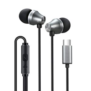 irag a101c usb c headphones earbuds with microphone - wired type c plug in in-ear earphones for samsung galaxy, google pixel and most usb c devices (gun metal)