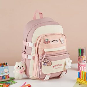 MONDAYLUCY Kawaii Backpack For School Cute Aesthetic Kids Backpacks For Girls Elementary Kindergarten With Kawaii Pin And Accessories Chains Mochilas Escolares Para Niñas