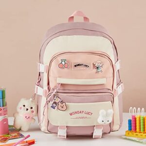 MONDAYLUCY Kawaii Backpack For School Cute Aesthetic Kids Backpacks For Girls Elementary Kindergarten With Kawaii Pin And Accessories Chains Mochilas Escolares Para Niñas