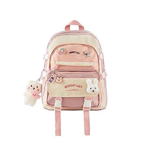 MONDAYLUCY Kawaii Backpack For School Cute Aesthetic Kids Backpacks For Girls Elementary Kindergarten With Kawaii Pin And Accessories Chains Mochilas Escolares Para Niñas