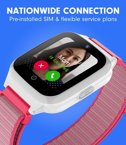 JrTrack 2 SE Smart Watch for Kids by Cosmo | 4G Phone Calling & Text Messaging | SIM Card & Flexible Data Plans | GPS Tracker Watch for Kids | Children’s Smartphone Alternative (Pink)