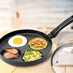 MyLifeUNIT Egg Frying Pan, 4-Cup Nonstick Fried Egg Pan, Aluminum Egg Cooker Pan with Lid and Spatula