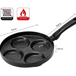 MyLifeUNIT Egg Frying Pan, 4-Cup Nonstick Fried Egg Pan, Aluminum Egg Cooker Pan with Lid and Spatula