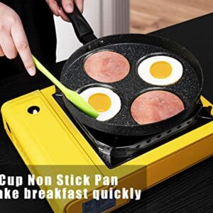 MyLifeUNIT Egg Frying Pan, 4-Cup Nonstick Fried Egg Pan, Aluminum Egg Cooker Pan with Lid and Spatula