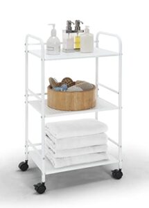 sunnypoint minimalist style 3 tier utility rolling shelf cart (wht)