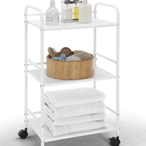 SunnyPoint Minimalist Style 3 Tier Utility Rolling Shelf Cart (WHT)