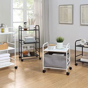 SunnyPoint Minimalist Style 3 Tier Utility Rolling Shelf Cart (WHT)