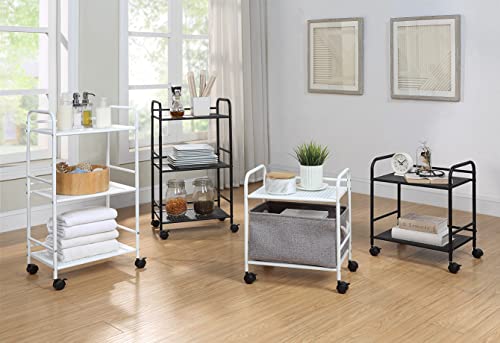 SunnyPoint Minimalist Style 3 Tier Utility Rolling Shelf Cart (WHT)