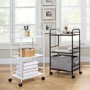 SunnyPoint Minimalist Style 3 Tier Utility Rolling Shelf Cart (WHT)