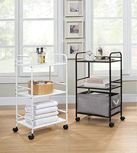 SunnyPoint Minimalist Style 3 Tier Utility Rolling Shelf Cart (WHT)