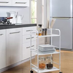 SunnyPoint Minimalist Style 3 Tier Utility Rolling Shelf Cart (WHT)