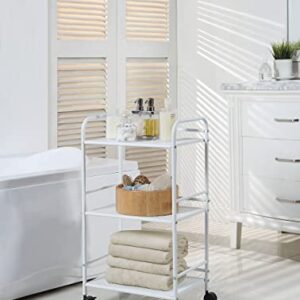 SunnyPoint Minimalist Style 3 Tier Utility Rolling Shelf Cart (WHT)