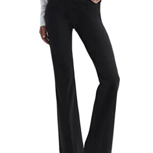 Houmous S-XXL 29''31''33''35'' Inseam Women's Bootcut Dress Pants w/Pocket Stretch Work Lounge Pant Office Casual Pants(Long-33 Inseam-Black, Small)