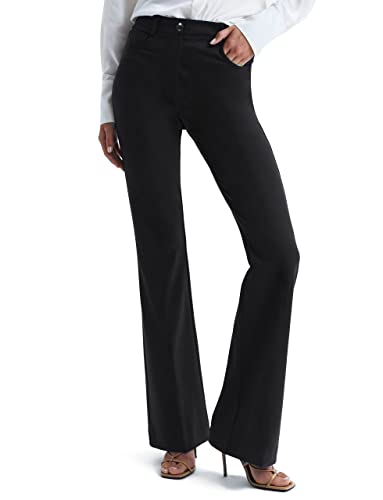 Houmous S-XXL 29''31''33''35'' Inseam Women's Bootcut Dress Pants w/Pocket Stretch Work Lounge Pant Office Casual Pants(Long-33 Inseam-Black, Small)