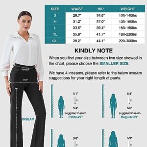 Houmous S-XXL 29''31''33''35'' Inseam Women's Bootcut Dress Pants w/Pocket Stretch Work Lounge Pant Office Casual Pants(Long-33 Inseam-Black, Small)