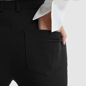 Houmous S-XXL 29''31''33''35'' Inseam Women's Bootcut Dress Pants w/Pocket Stretch Work Lounge Pant Office Casual Pants(Long-33 Inseam-Black, Small)