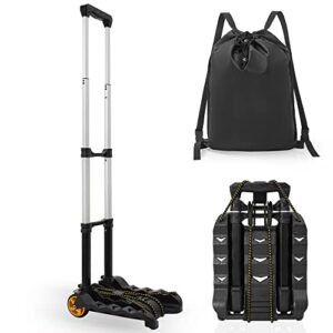 folding luggage cart, toribio luggage trucks aluminum portable luggage trolley with storage bag, utility dolly platform cart for travel, house office moving, travel, shopping, black