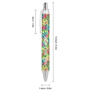 Personalized Custom Watercolor Flower Pens with Stylus Tip, Customized Engraving Ballpoint Pens with Name Massage Text Logo, Gift Ideas for School Office Business Birthday Graduation Anniversaries Chr