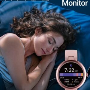 SHANG WING Smart Watches for Women Waterproof, Round Women's Watch Compatible with iPhone Android Phones Fitness Tracker Reloj para Mujer with Heart Rate Monitor Pedometer Sleep Tracker Pink, Lynn