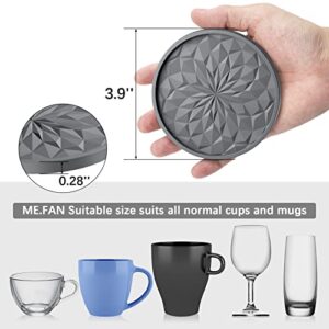 Silicone Coasters [6 Pack] ME.FAN Coasters with Holder - Drinking Coasters - Cup Mat for Drinks - Live for Hot or Cold Drink Thickened, Non-Slip, Non-stick, Deep Tray Mint Green