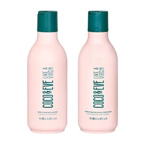 coco & eve like a virgin super hydrating shampoo & conditioner. natural, sulfate free hair care with argan oil, coconut and avocado oil. for dry damaged, color treated hair, anti frizz (8.4fl oz each)