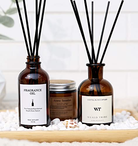 Flower Reed Diffuser Set Eucalyptus & Lavender Scent for Bathroom Accessories Shelf Decor & Air Fresheners, Sticks Defusers with 4.0 fl oz Essential Oils & Leaves, House Bedroom Office Decor & Gifts