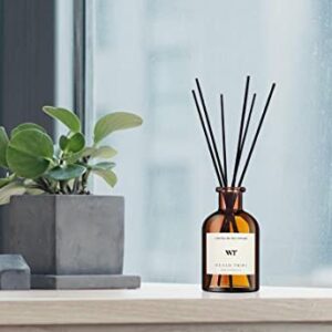 Flower Reed Diffuser Set Eucalyptus & Lavender Scent for Bathroom Accessories Shelf Decor & Air Fresheners, Sticks Defusers with 4.0 fl oz Essential Oils & Leaves, House Bedroom Office Decor & Gifts