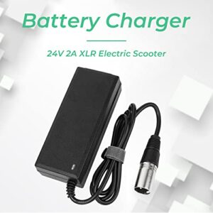 24V 2A 3-Pin XLR Connector Electronic Scooter Battery Charger for Go-Go Elite Traveller,Pride Mobility,Jazzy Power Chair Battery Charger & Plus Ezip Mountain Trailz (with 3.9ft US Power Cord)