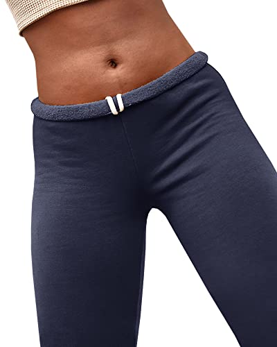 Aurgelmir Womens Fleece Lined Flare Yoga Pants Winter Warm Workout Cotton Thermal Bootcut Leggings Navy Blue