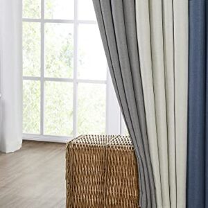 SUN+BLK Kinsley Lined Textured Total Blackout Light Blocking Noise Reducing Grommet Single Curtain Panel, Grey, 52x84