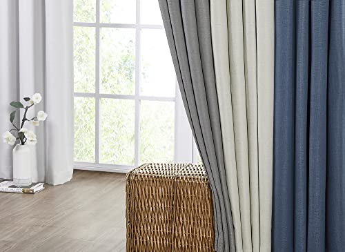 SUN+BLK Kinsley Lined Textured Total Blackout Light Blocking Noise Reducing Grommet Single Curtain Panel, Grey, 52x84