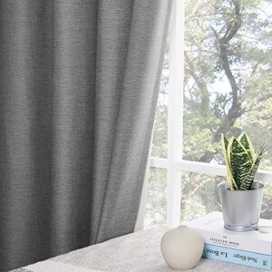 SUN+BLK Kinsley Lined Textured Total Blackout Light Blocking Noise Reducing Grommet Single Curtain Panel, Grey, 52x84