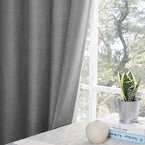 SUN+BLK Kinsley Lined Textured Total Blackout Light Blocking Noise Reducing Grommet Single Curtain Panel, Grey, 52x84