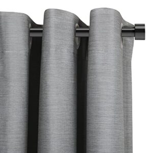 SUN+BLK Kinsley Lined Textured Total Blackout Light Blocking Noise Reducing Grommet Single Curtain Panel, Grey, 52x84