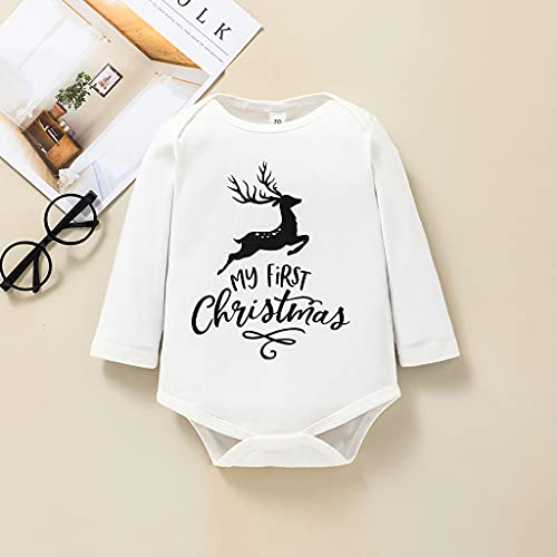 LYQTloml My Frist Christmas Baby Girl Boy Clothes Cute Newborn Baby Boys Christmas Reindeer Romper Outfit + Pants 3PCS With Hat