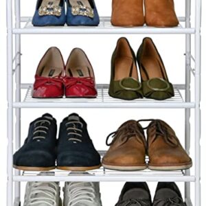 wkokos 3-Tier Small Shoe Rack, Stackable Narrow Shoe Shelf Storage Organizer, Heavy Duty Metal Free Standing Shoe Rack for Entryway Closet Doorway, White