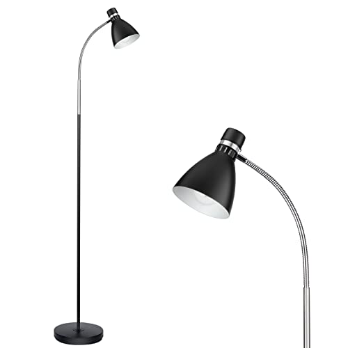 TJBIN Adjustable Gooseneck Floor Lamp Black,Floor Reading Lamp for Bedroom, Grow Light for Indoor Plants. Minimalist Standing Lamp & Small Task Floor Light…