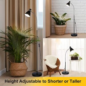 TJBIN Adjustable Gooseneck Floor Lamp Black,Floor Reading Lamp for Bedroom, Grow Light for Indoor Plants. Minimalist Standing Lamp & Small Task Floor Light…