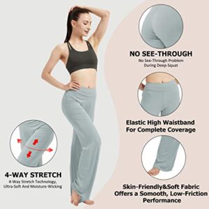 FELEMO Bootcut Flare Yoga Pants for Women Loose Fit High Waisted Yoga Sweatpants for Women Bootleg Work Pants Plus Size Maternity Lounge Pants Tummy Control Soft Bootcut Workout Pants, Light Grey 3XL