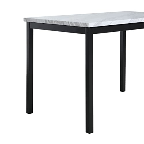 Roundhill Furniture Noyes Metal Dining Table with Laminated Faux Marble Top, 28.50 x 45.00 x 30.00 Inches, Off-White