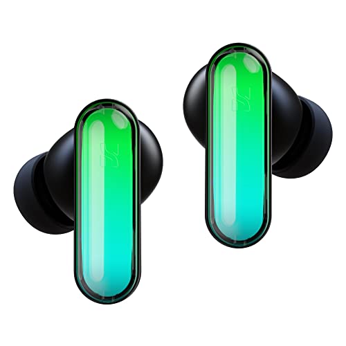 HHOGene Gpods RGB Wireless Earbuds with Led Light Control, Noise Cancelling Bluetooth Earphones in Ear with Fast Charging Case, IPX4 Sweatproof Sport Gaming Hiking Traveling for iPhone & Android Black