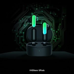 HHOGene Gpods RGB Wireless Earbuds with Led Light Control, Noise Cancelling Bluetooth Earphones in Ear with Fast Charging Case, IPX4 Sweatproof Sport Gaming Hiking Traveling for iPhone & Android Black