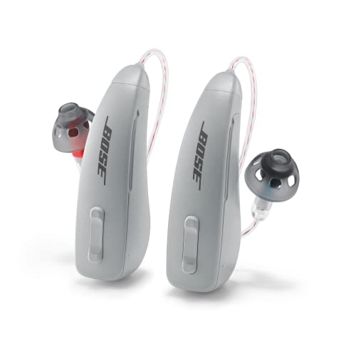 Lexie B2 OTC Hearing Aids Powered by Bose | Bluetooth Call Enabled for iOS | Rechargeable with Invisible Fit | Mild to Moderate Hearing Loss | Noise Reduction & Self-Fit Solution (Light Gray)